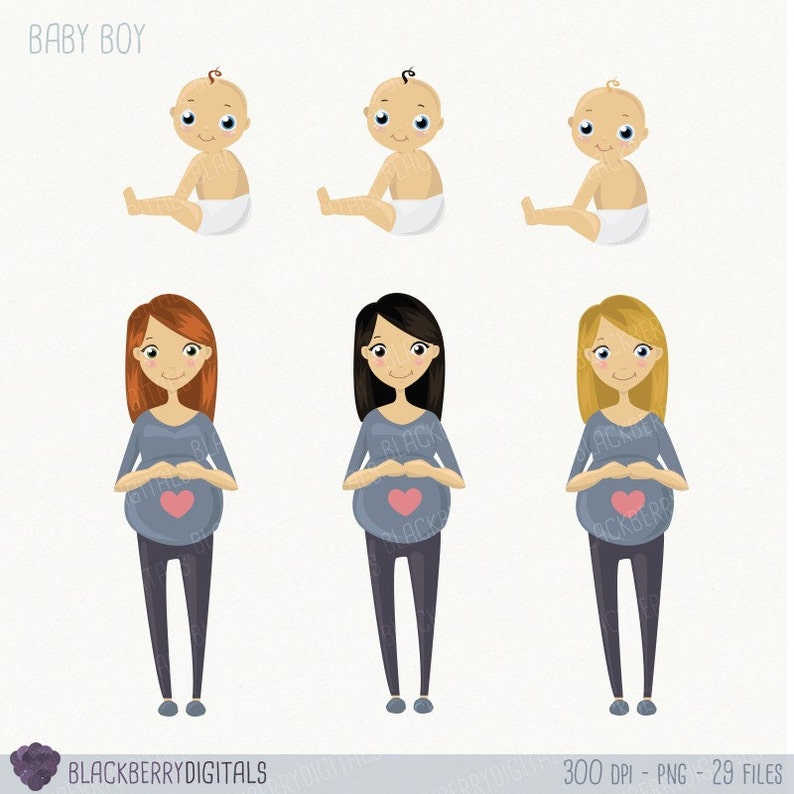 Cute Baby Boy Clipart Set Baby Boy Clipart Baby Shower Baby - Etsy