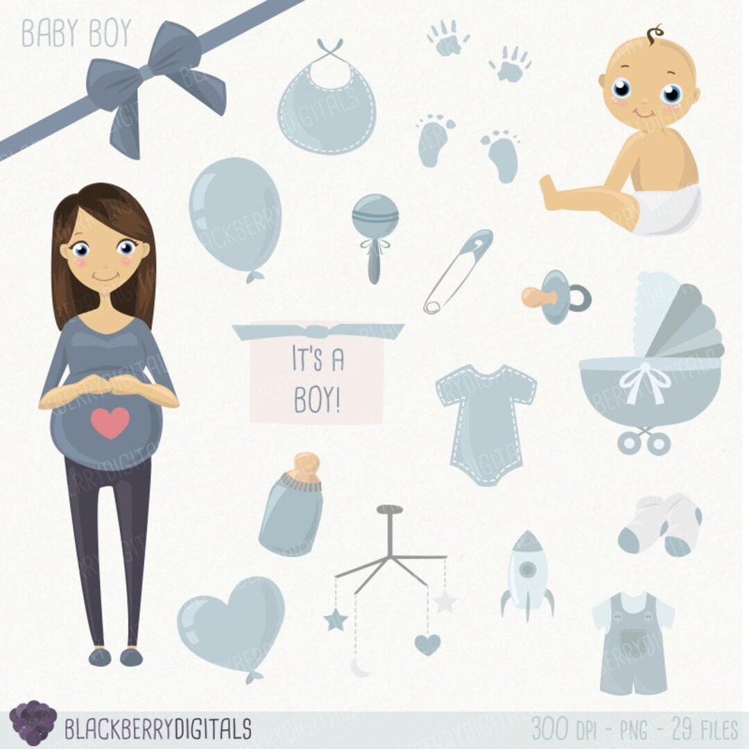 Cute Baby Boy Clipart Set Baby Boy Clipart Baby Shower Baby - Etsy