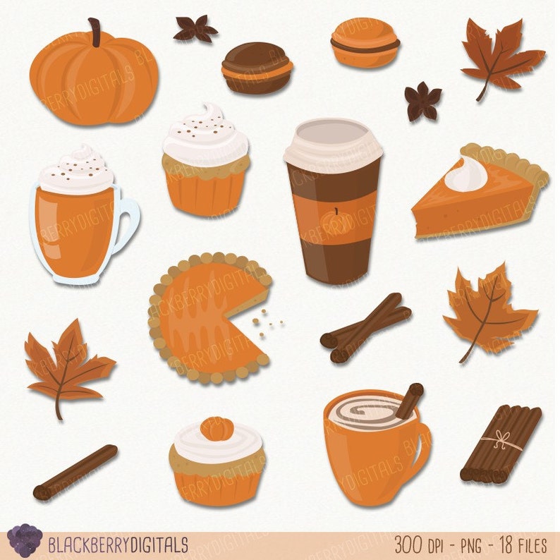 Pumpkin Spice Clipart Set, Pumpkin Clip Art Images, Fall Vector ...