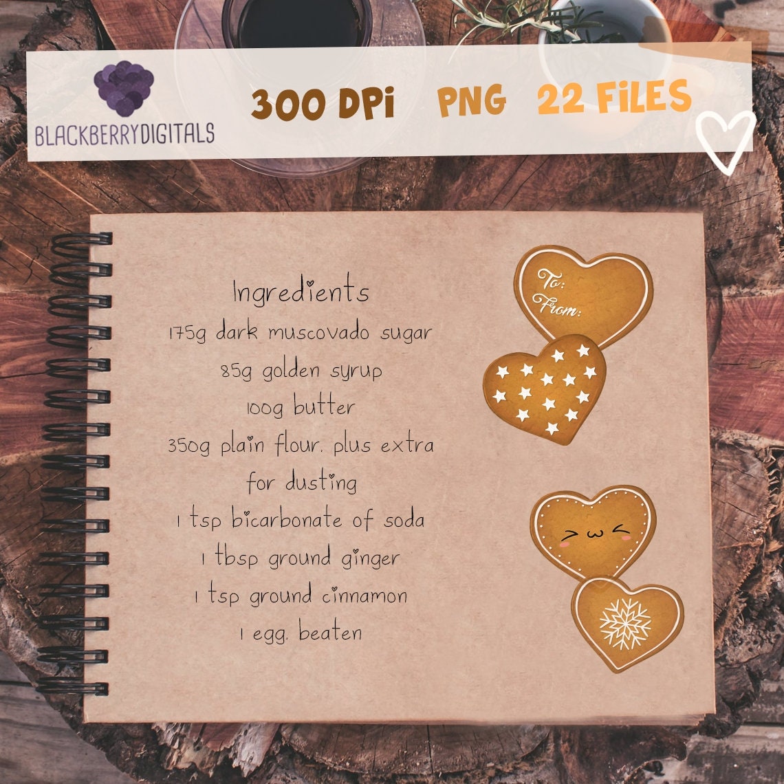 Gingerbread Clipart Set, Gingerbread Heart Clip Art, Christmas Stickers ...