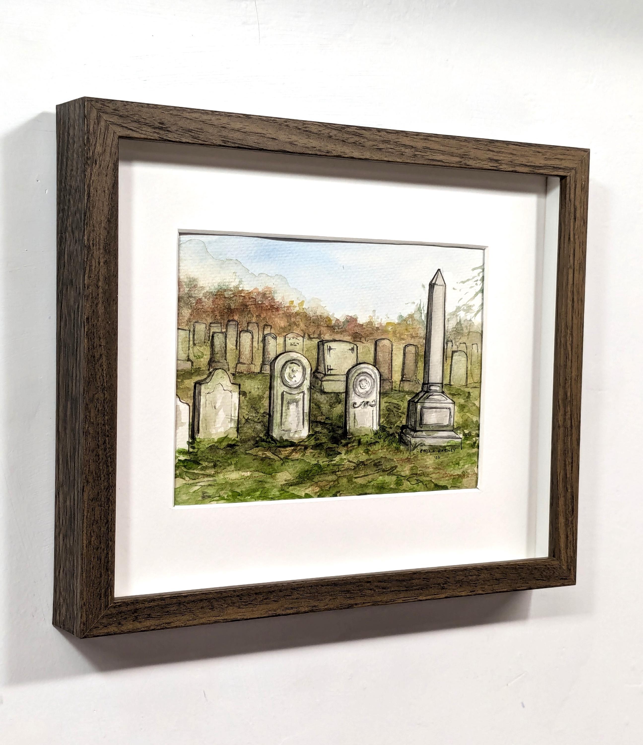 Original Spooky Cemetery Watercolor Painting: Fall Landscape Art ...