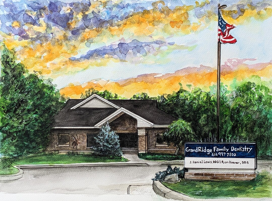 Custom OFFICE Watercolor Painting, Gift for Boss, Painting of Office ...