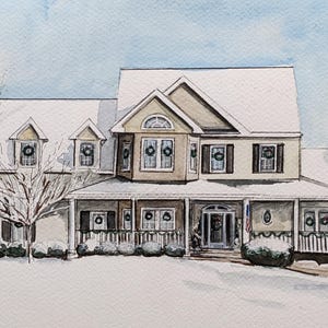 SET OF 4 Custom Watercolors, Four Seasons House Portraits. Original ...