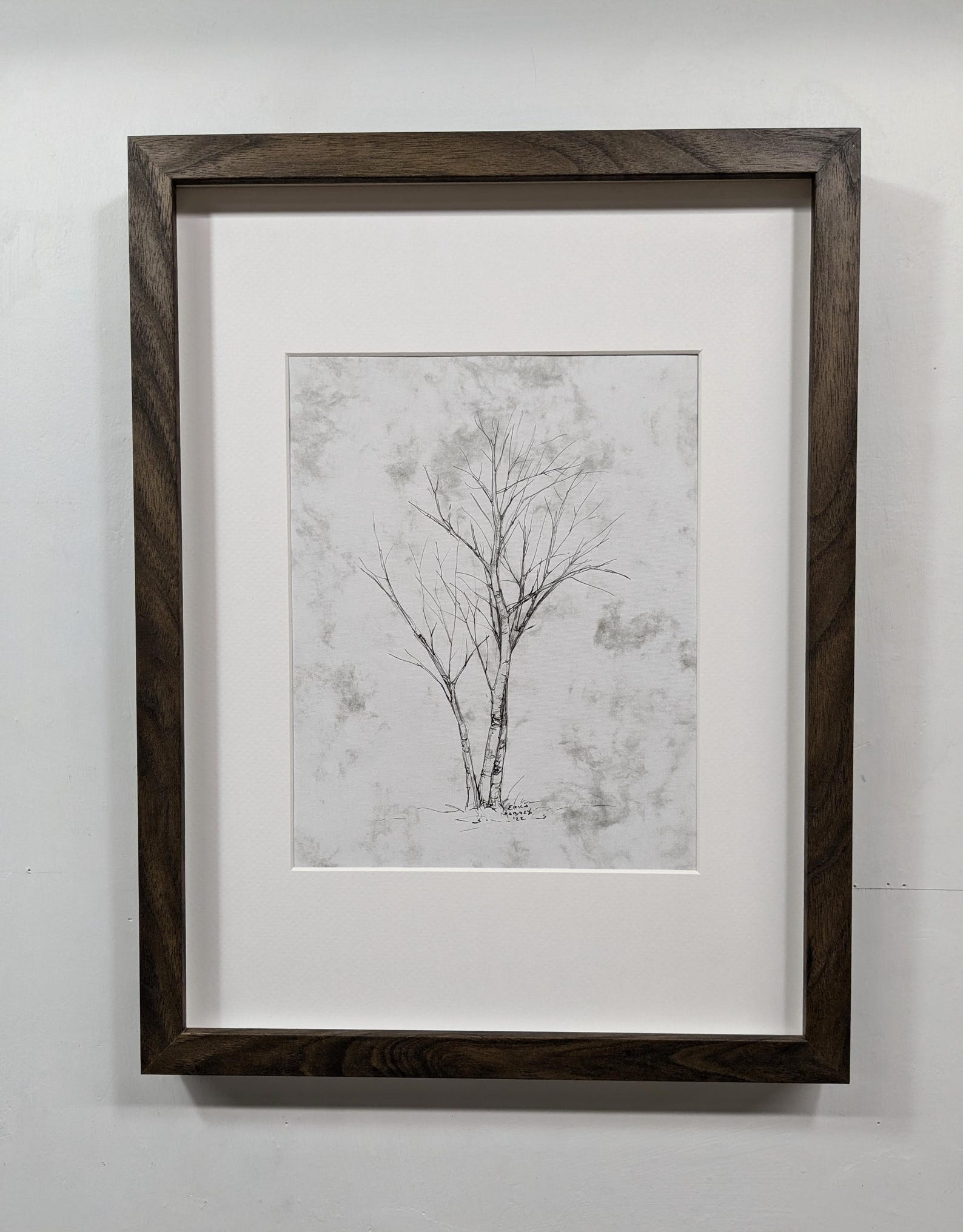 Original Birch Tree Drawing: Handmade Pencil & Ink Artwork. Hand-drawn ...