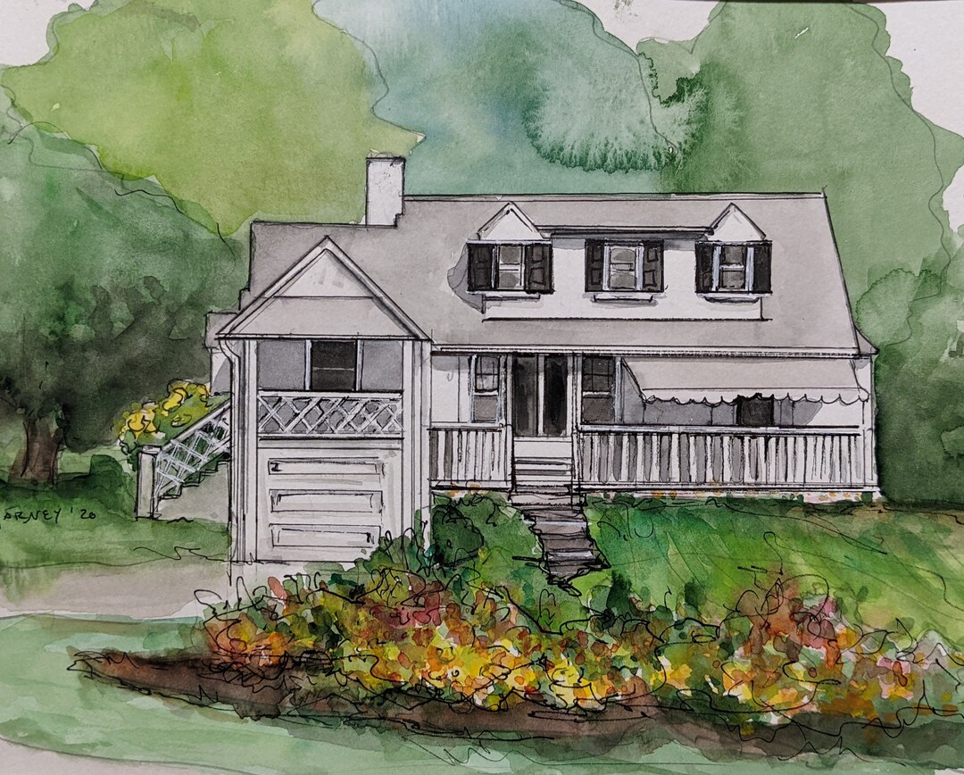 Original Handpainted Watercolor Painting of Cape Cod House, Cape Cod ...