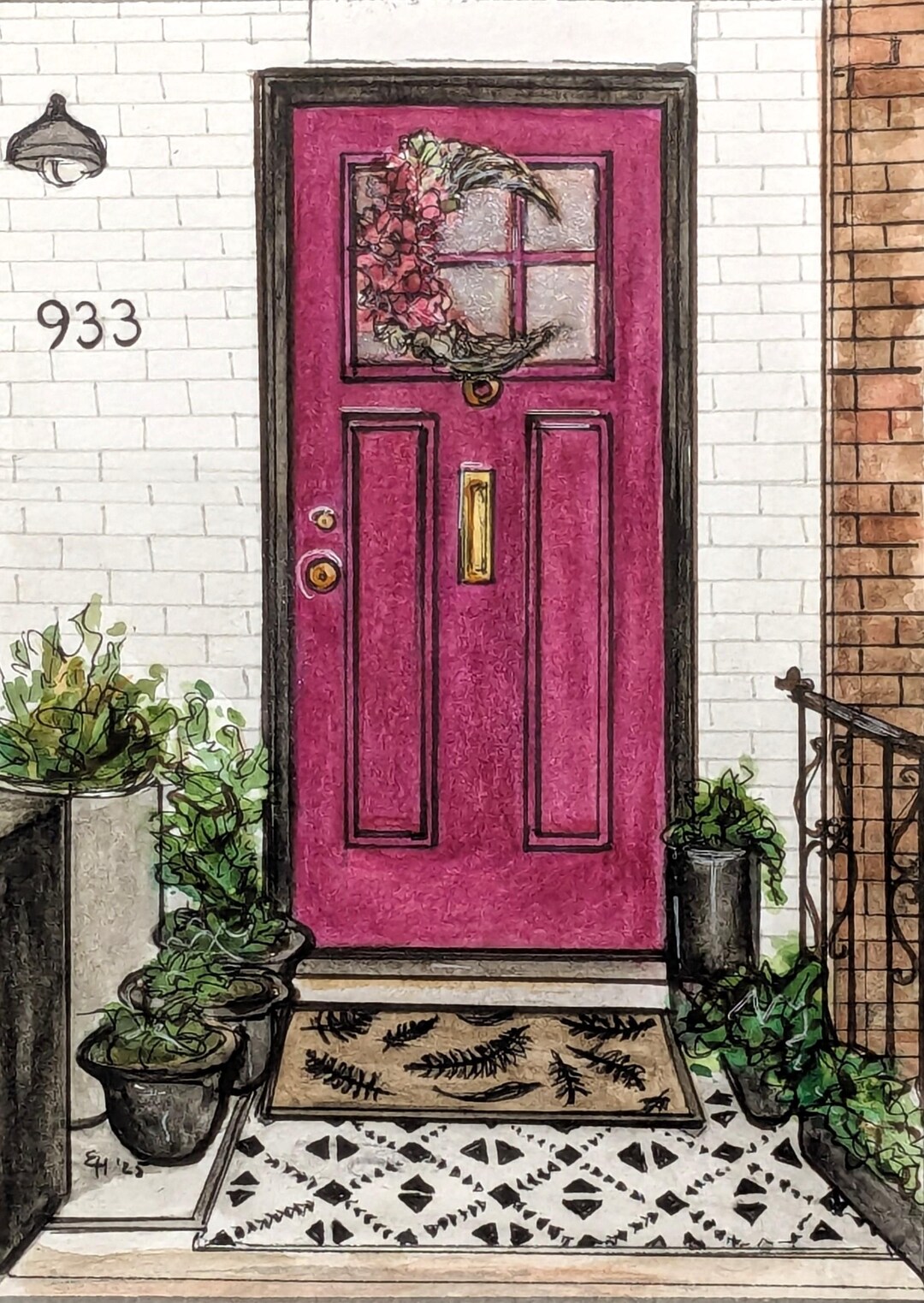 Philly Door Watercolor Painting: South Philadelphia Souvenir Art ...