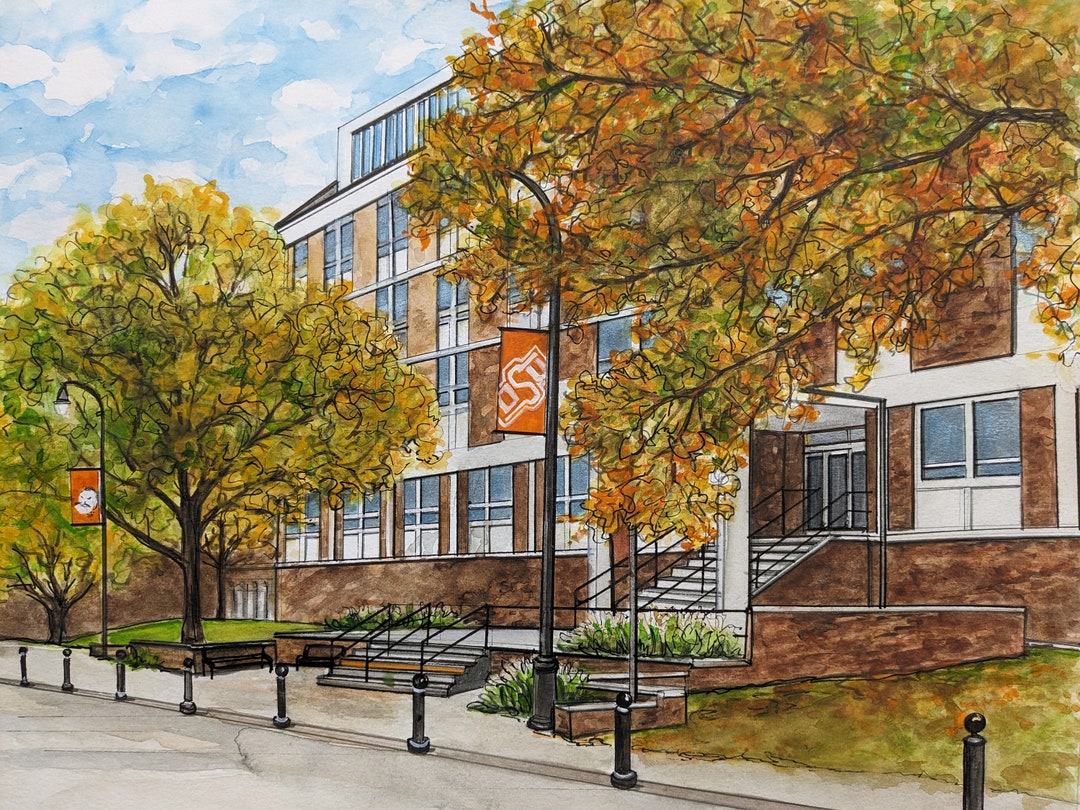 Custom SCHOOL Watercolor Painting, Painting of University, Gift for ...