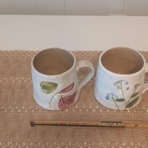 Botanical Ceramic Pottery Mugs, Set of Four - Etsy