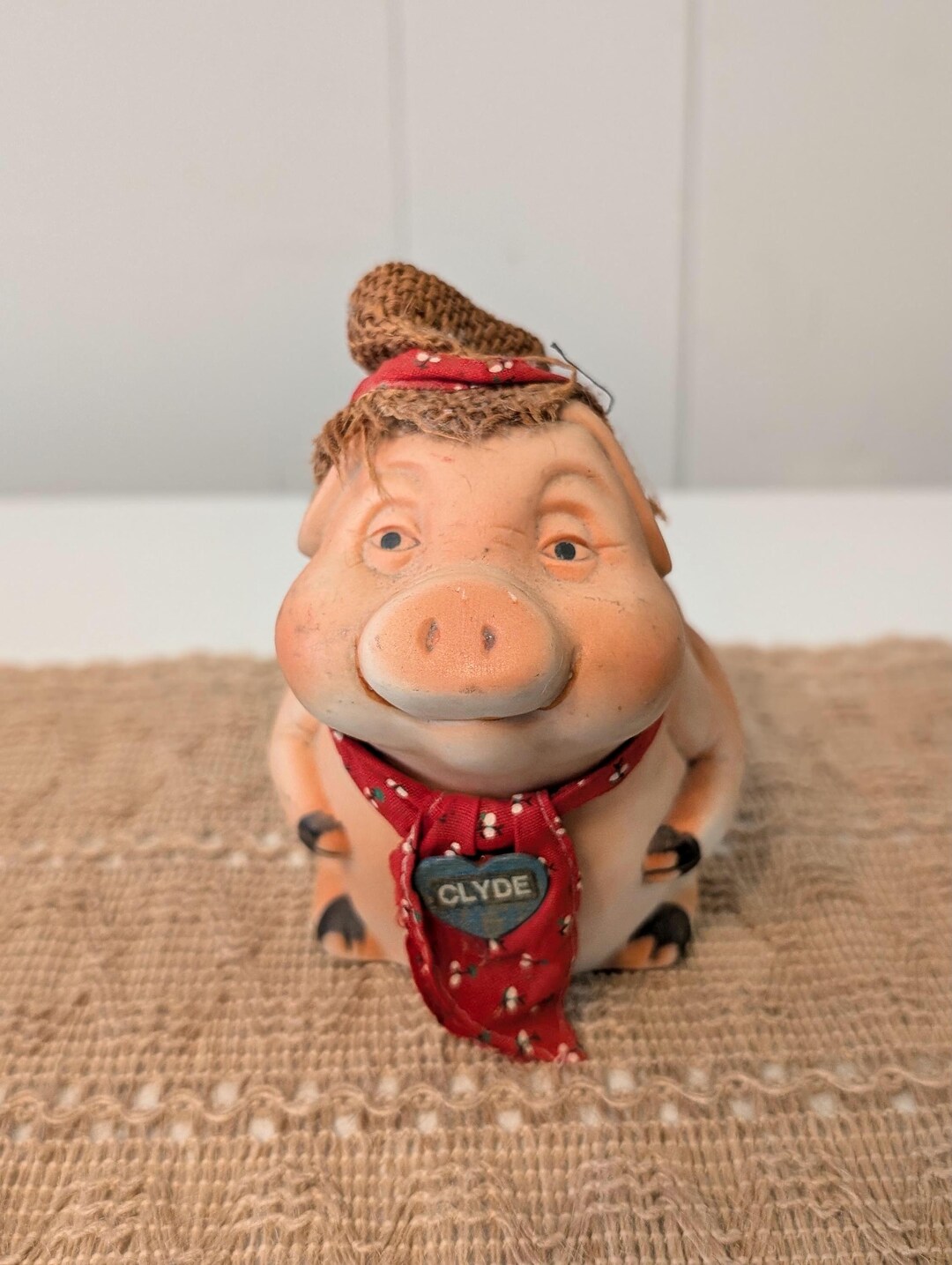 Ceramic Pig, Clyde the Pig With Straw Hat, Trippie's Inc. Vintage 1988 ...