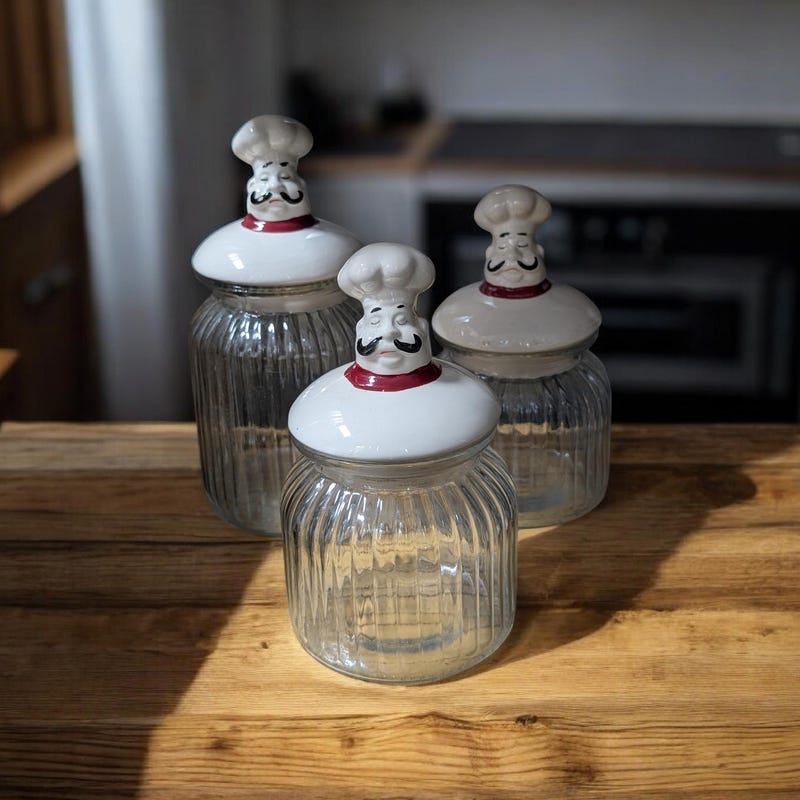 White Chef Canister - Etsy