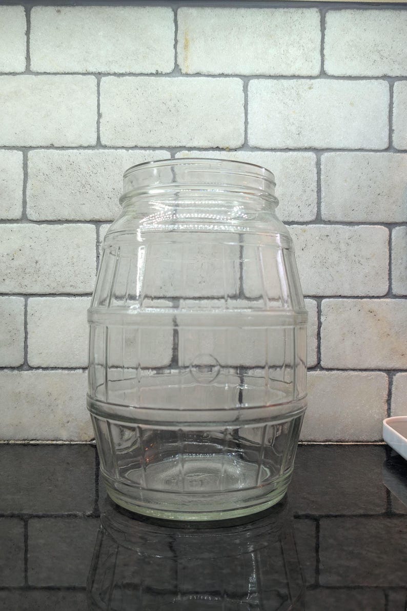 Large Vintage Glass Pickle Barrel Jar (no Lid) - Etsy
