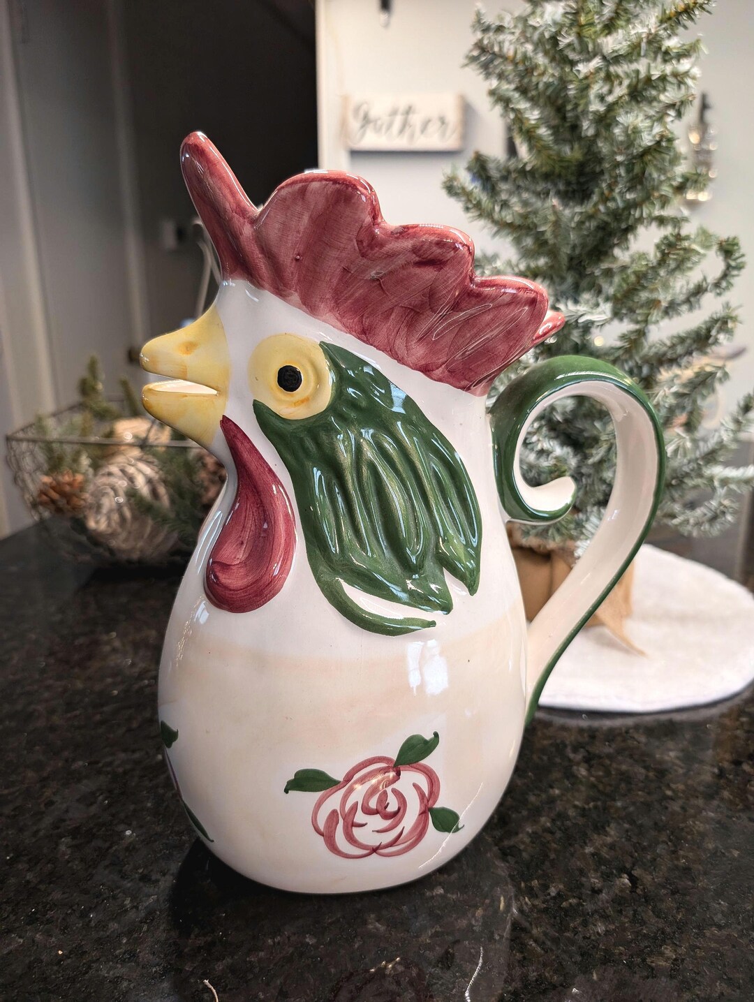 Rooster, Ceramic Rooster Chicken Pitcher - Hand Painted From Italy ...