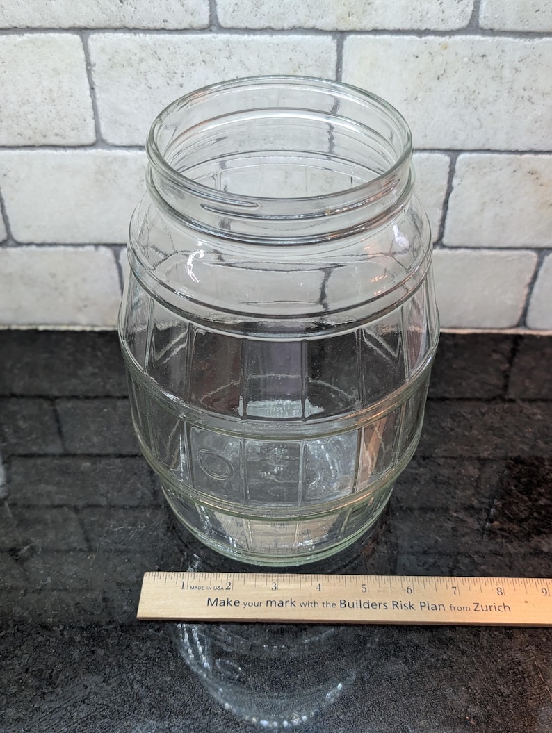 Large Vintage Glass Pickle Barrel Jar (no Lid) - Etsy