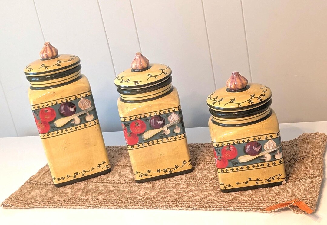 Vintage Ceramic Kitchen Jar Container Set - Etsy