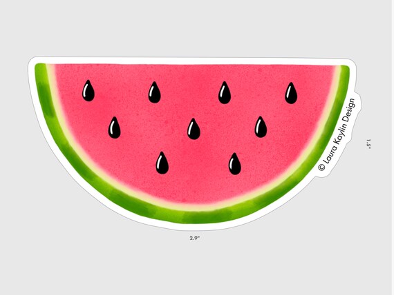 Watermelon Glossy Vinyl Sticker Water Bottle or Laptop Decal | Etsy