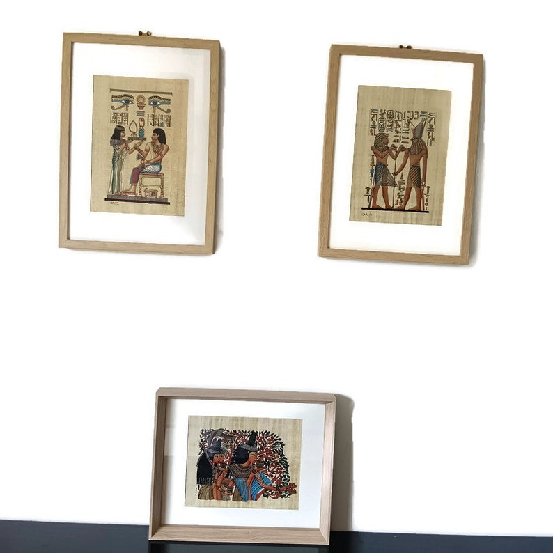 Egyptian Papyrus Paintings Framed, Genuine Vintage Artwork Signed ...