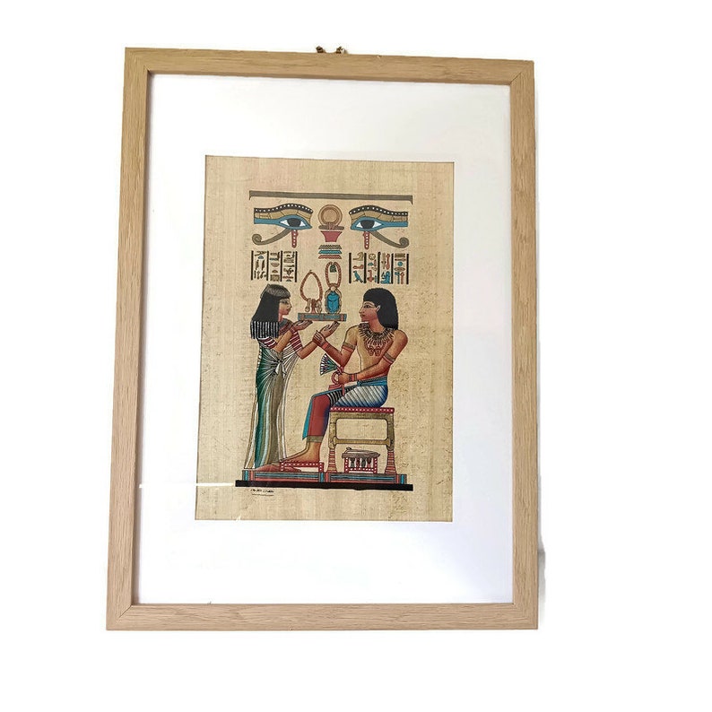 Egyptian Papyrus Paintings Framed, Genuine Vintage Artwork Signed ...