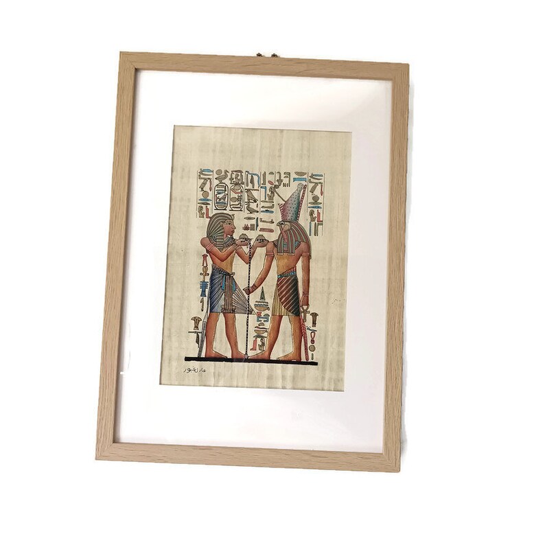 Egyptian Papyrus Paintings Framed, Genuine Vintage Artwork Signed ...