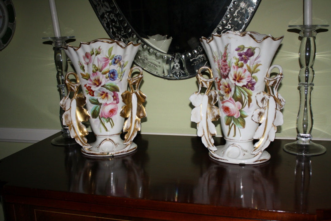 Pair of Exquisite Floral Paris Porcelain Vases - Etsy