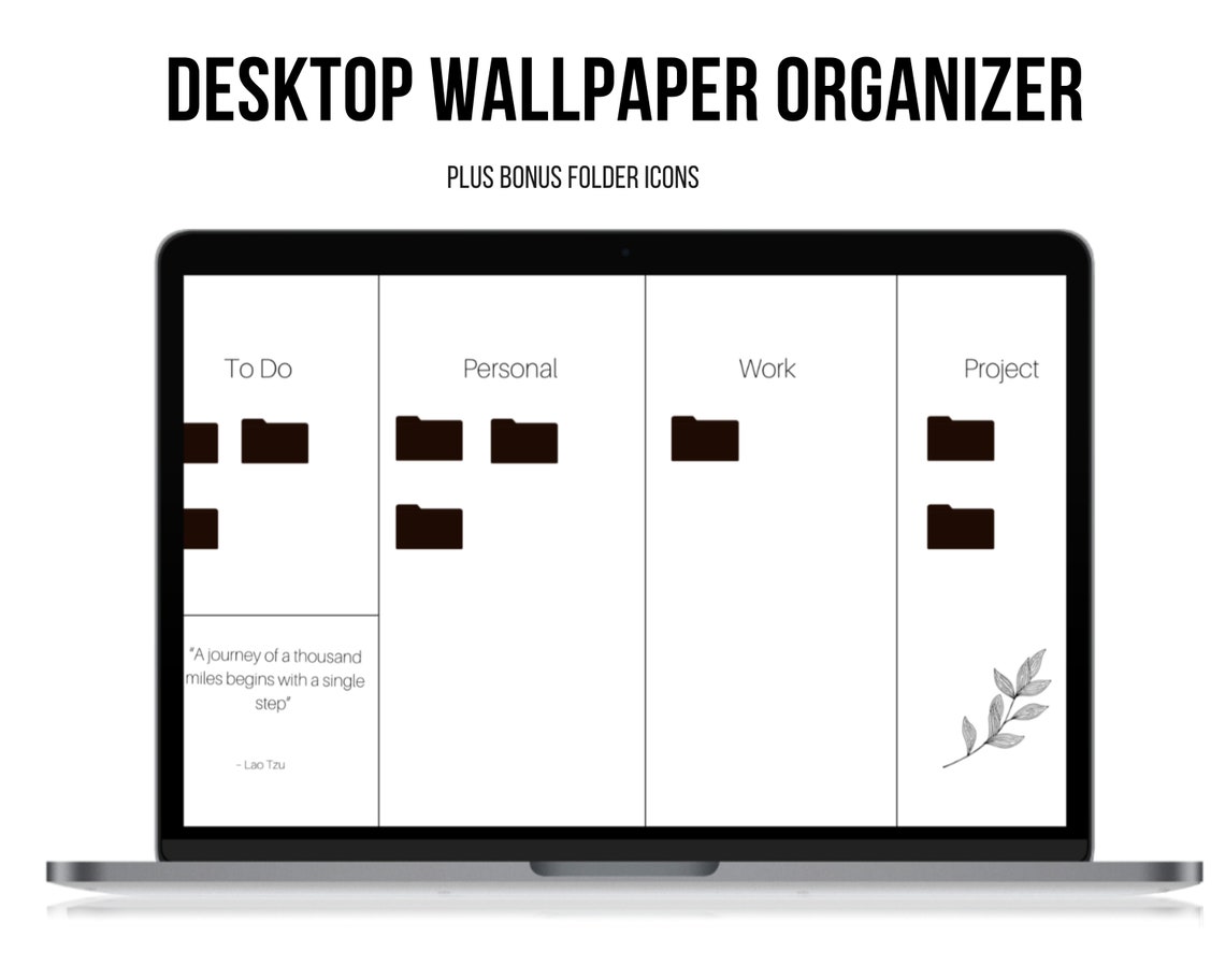 Minimalist Desktop Wallpaper Organizer Editable in Canva Desktop ...