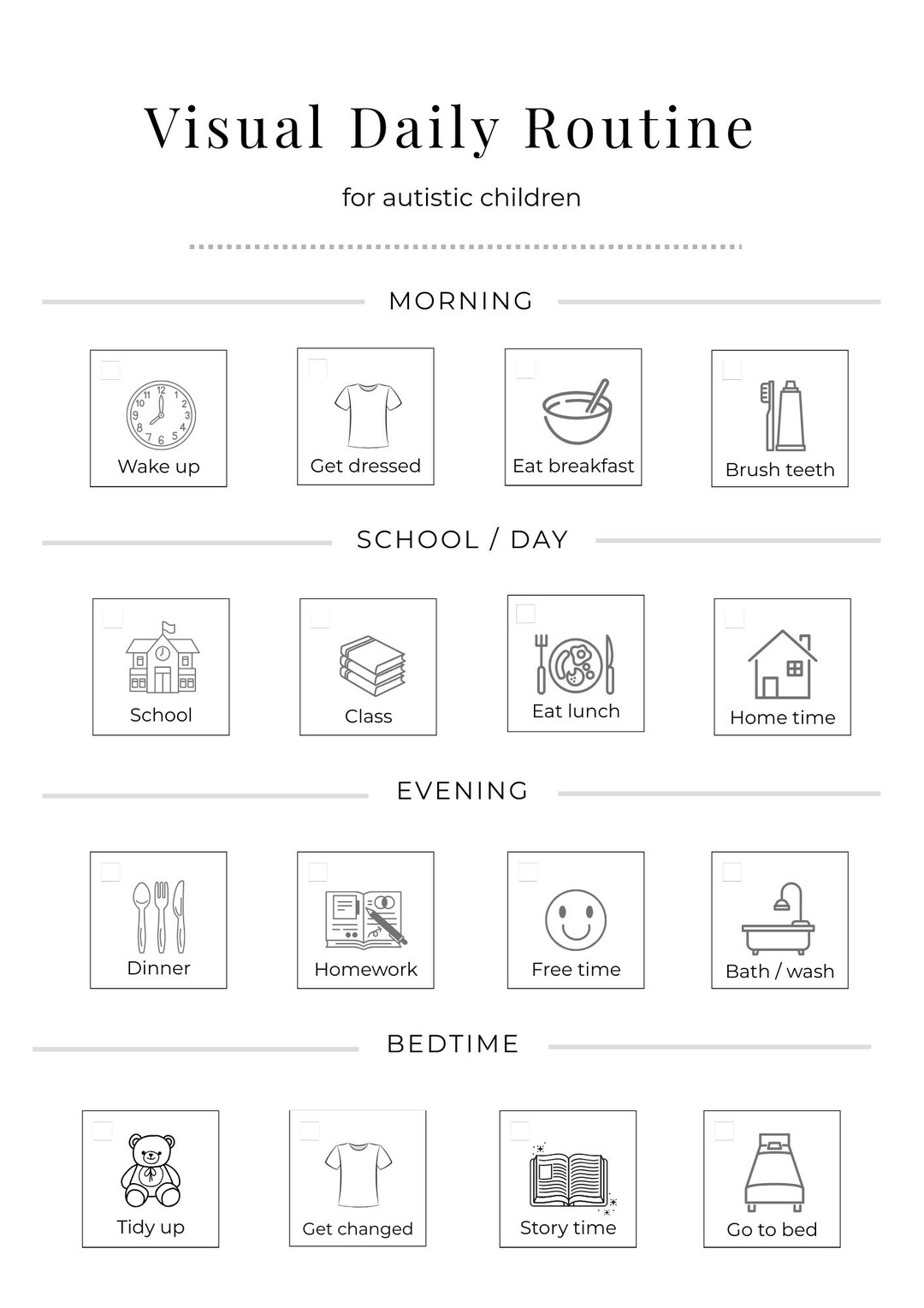 Visual Daily Routine for Autistic Children | Calm Low-stimulus ...