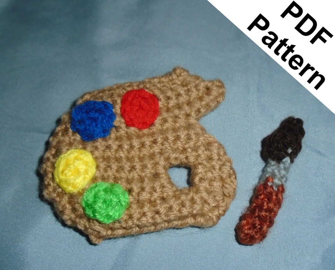 Paint Palette and Paintbrush Crochet Pattern - Etsy