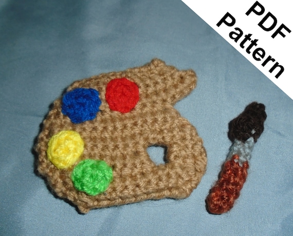 Paint Palette and Paintbrush Crochet Pattern | Etsy