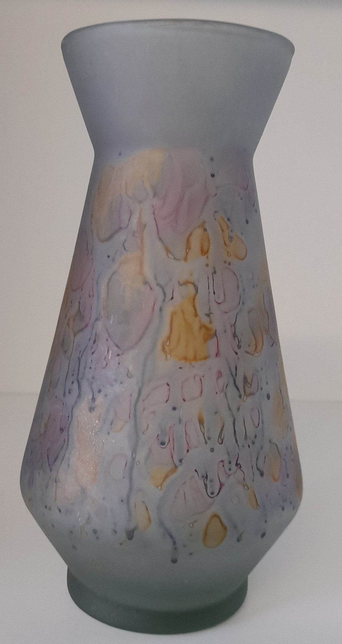 Vintage Simron Israeli Hand-stained Glass Vase Watercolour Rueven Glass ...