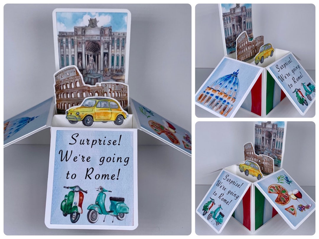 Rome Vacation Reveal Pop-up Card - Etsy