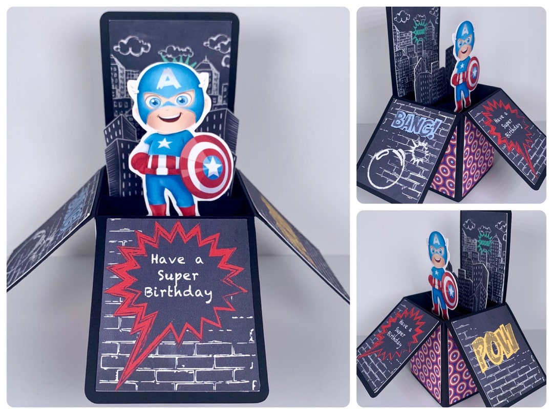Chalkboard Style Superhero Pop-up Card - Etsy