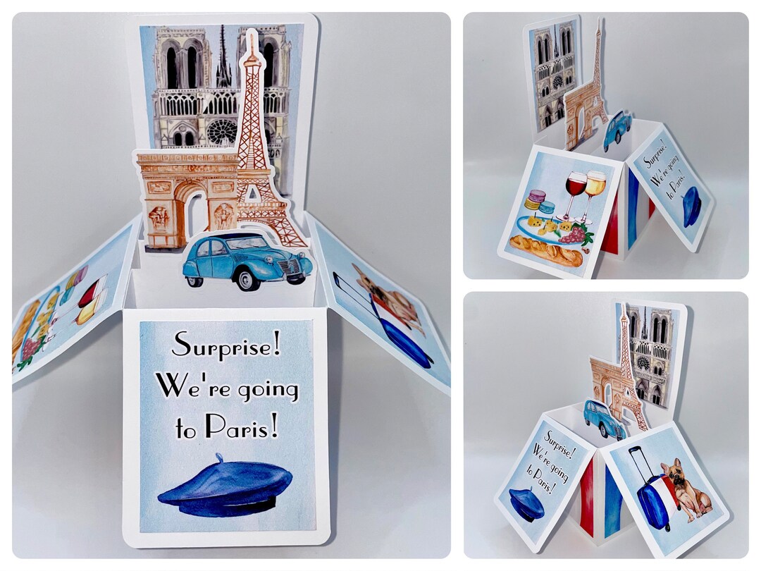 Paris Vacation Reveal Pop-up Card - Etsy