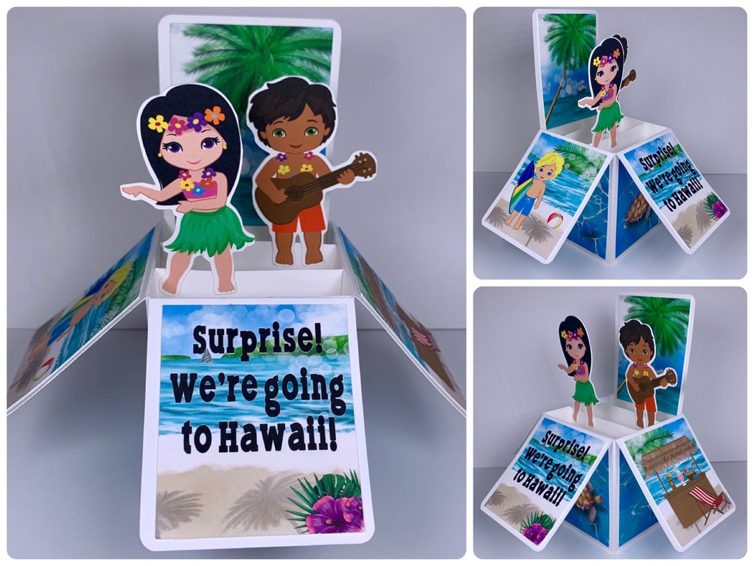 Hawaiian Vacation Reveal Pop-up Card - Etsy