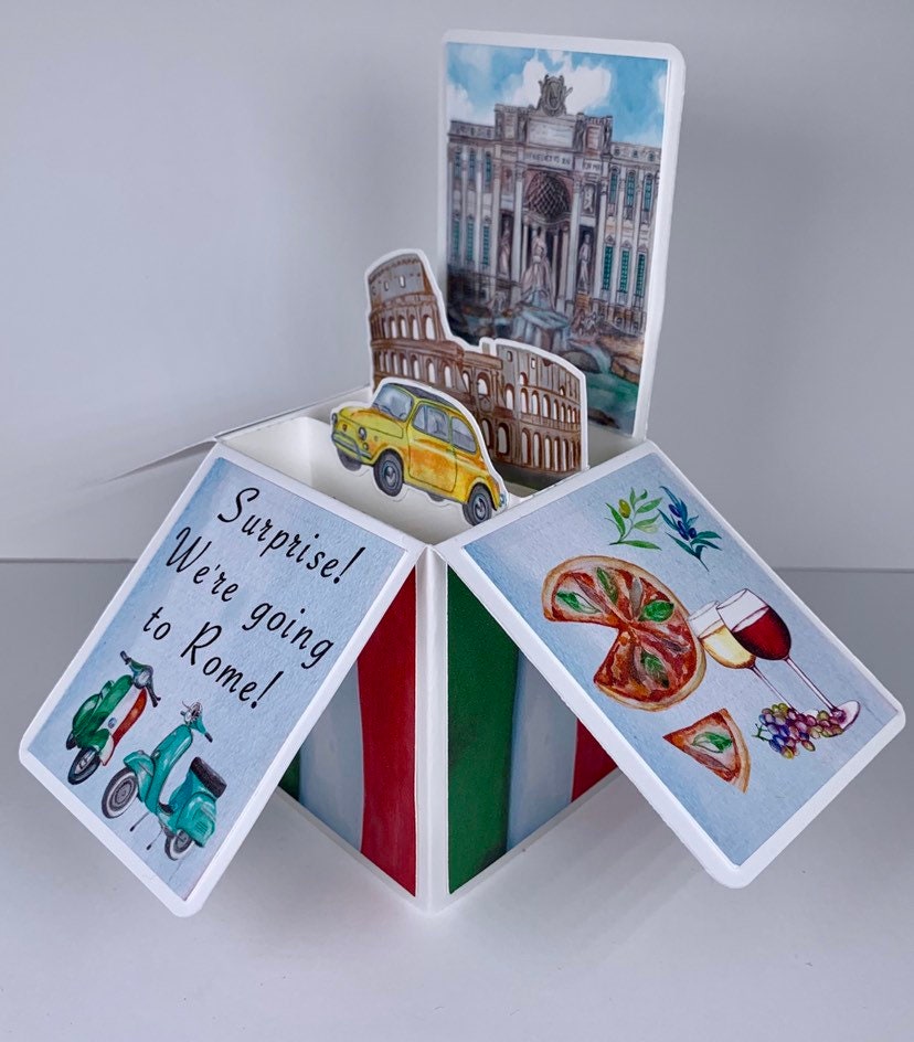 Rome Vacation Reveal Pop-up Card - Etsy