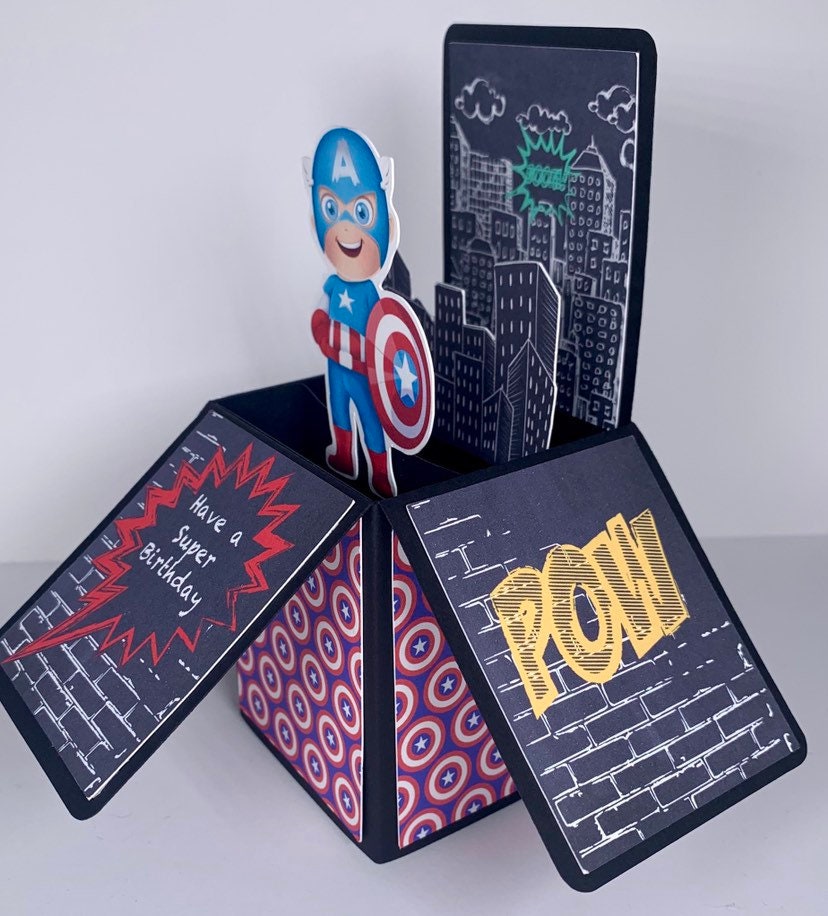 Chalkboard Style Superhero Pop-up Card - Etsy