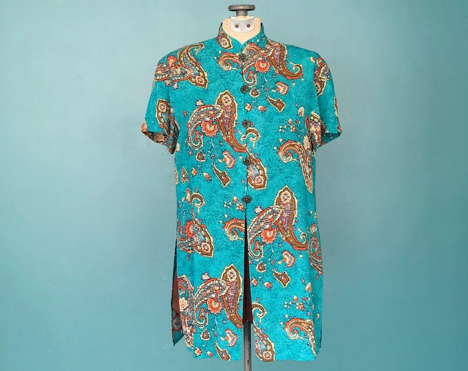 Asian Button up Blouse, Asian Style Shirt, Chinese Shirt, Vintage ...