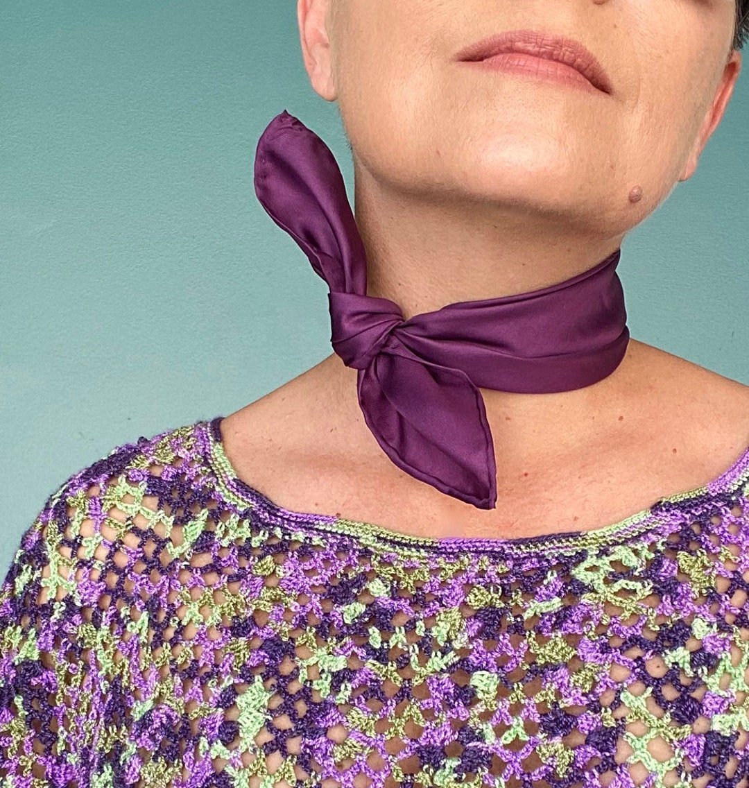 Vintage Burgundy Silk Square Scarf Silk Scarf Women Vintage Scarf Neck ...