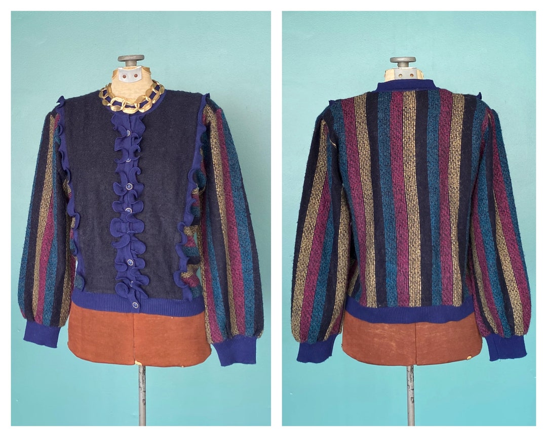 Vintage 80s Striped Wool Cardigan 80s Sweater Cardigan Sweater Cardigan ...