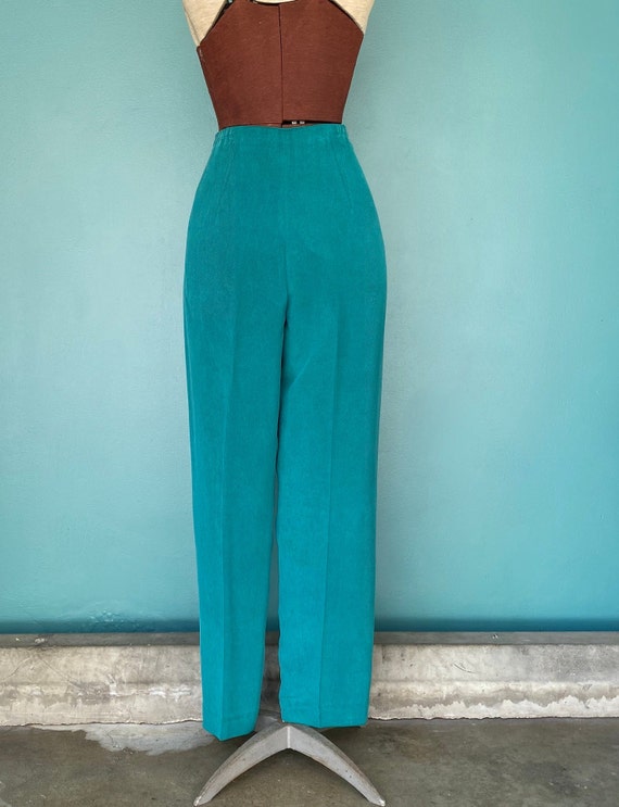 Vintage Blue Silk Womens Turquoise Pants Retro Pants … - Gem