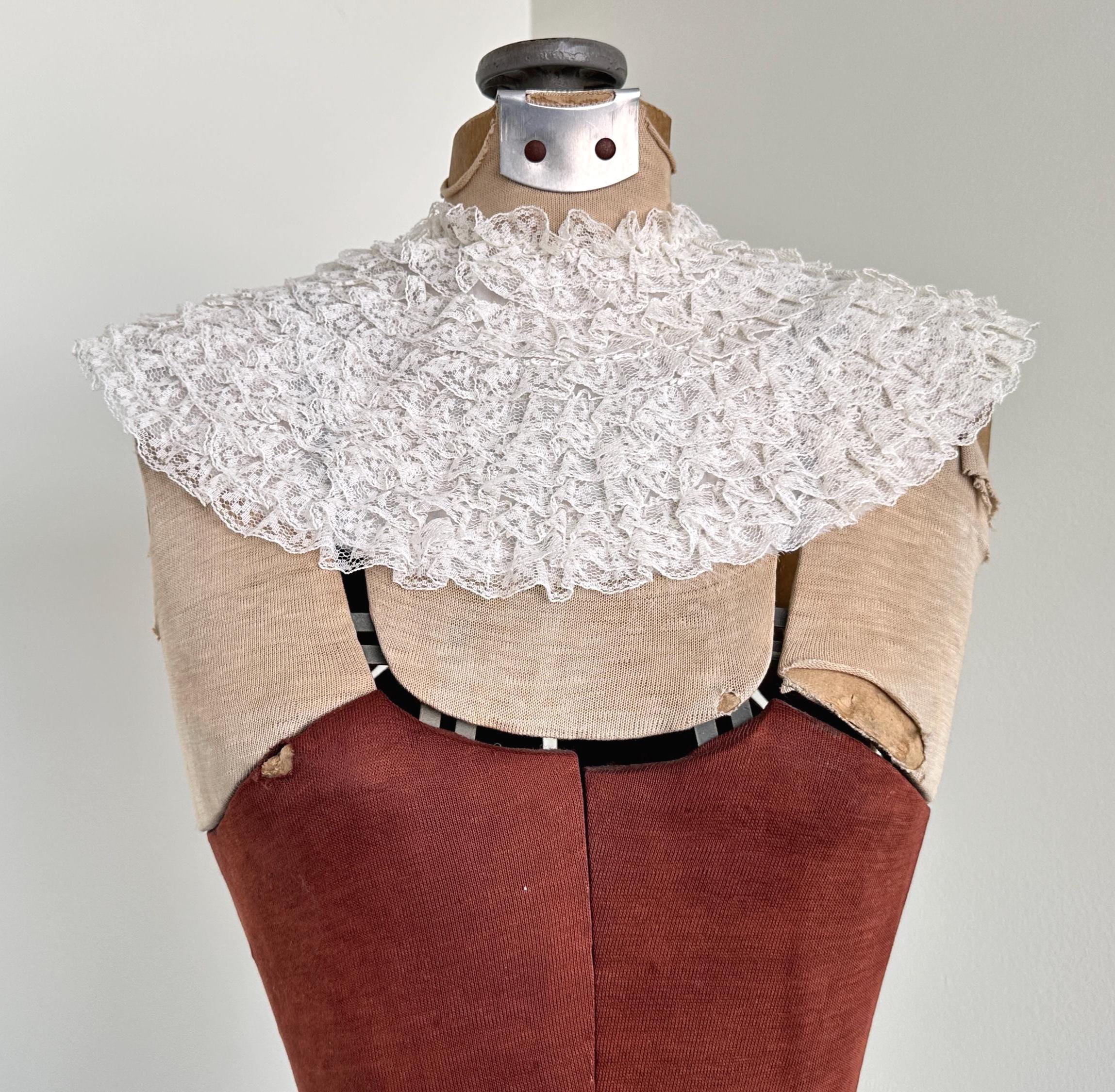 Vintage Detachable Oversized Collar | Sheer Ruffle Lace Round Removable ...