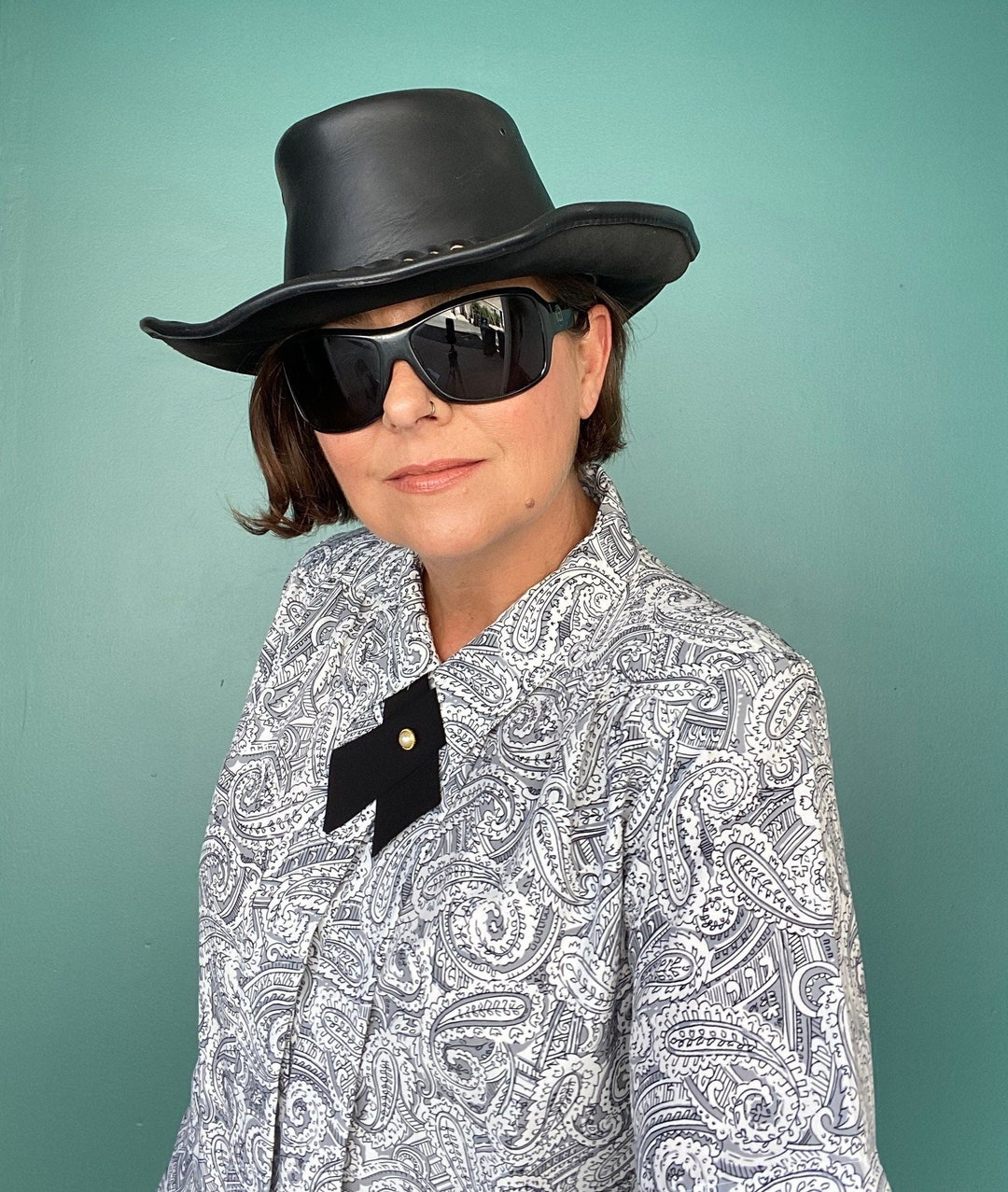 Vintage Leather Western Mexican Hat Black Vintage Hat Wide Brim Hat ...