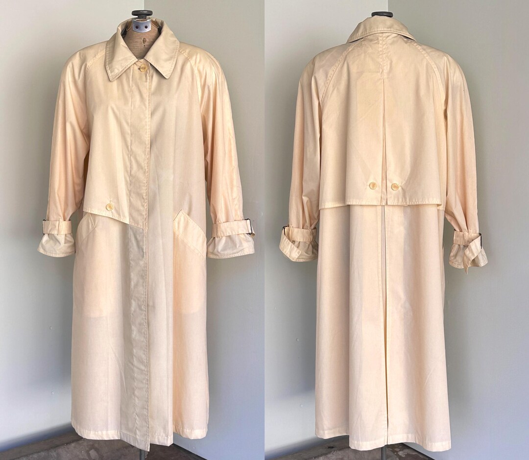 Womens Vintage 90s Yellow Trench Coat | Raincoat Outerwear | Retro ...