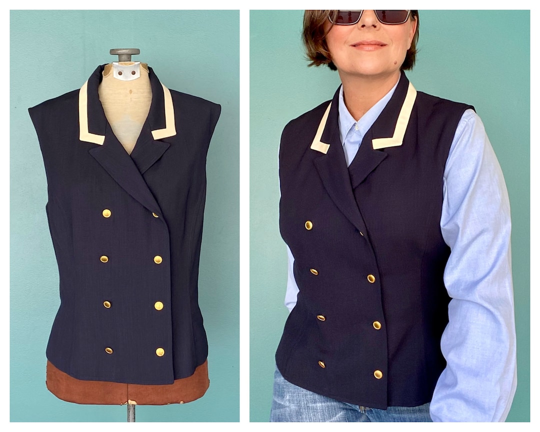 Vintage Vest Womens Vest Waistcoat 80s Vest Button Vest - Etsy