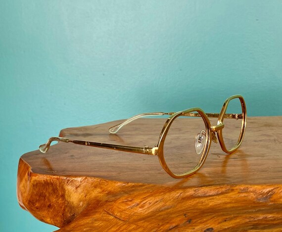 Vintage Riviera 60s Gold Eyeglass Frames Gold Eyeglas… - Gem