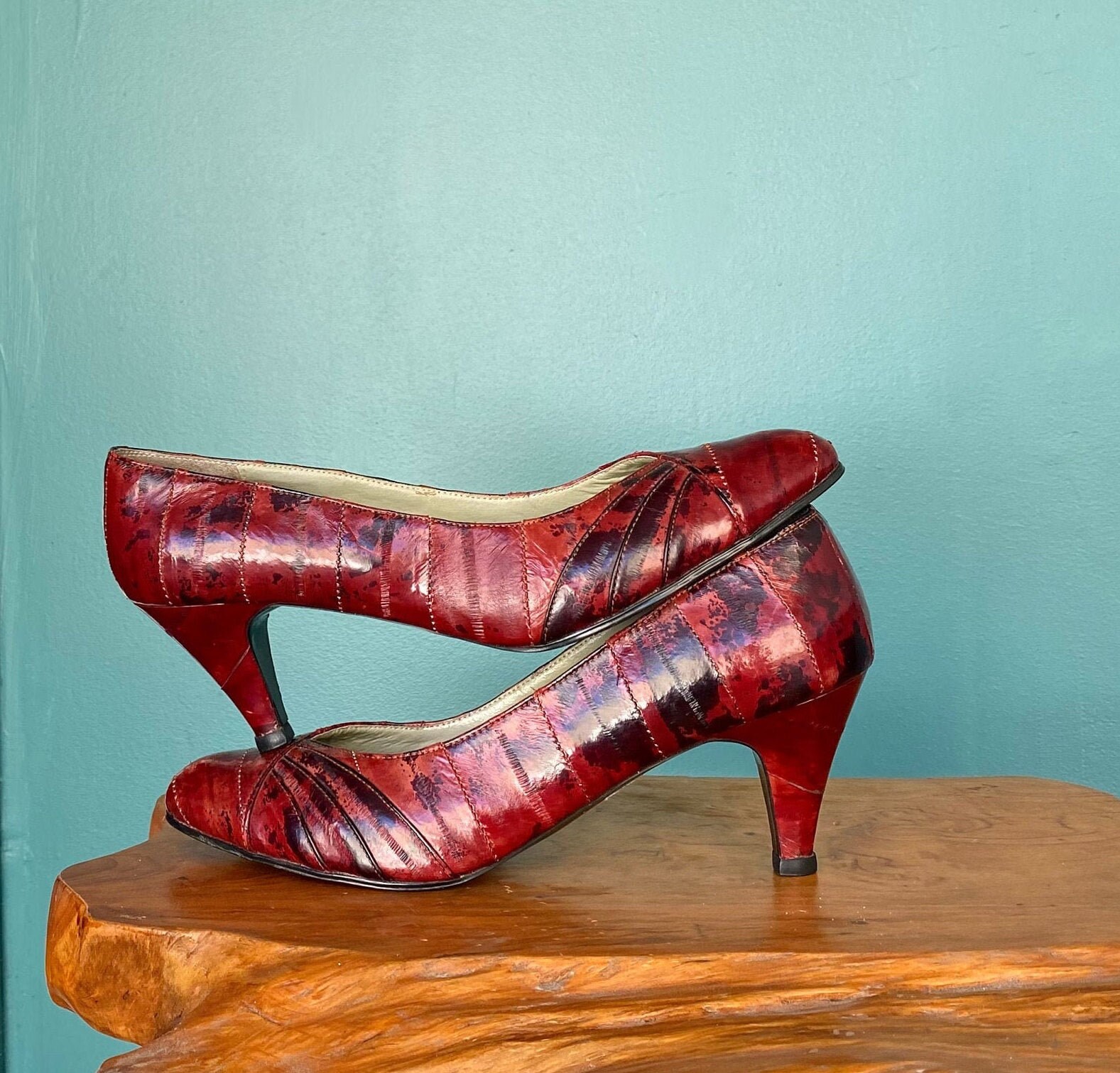 Vintage 80s Womens Red Leather Pumps Vintage Heels Womens | Etsy