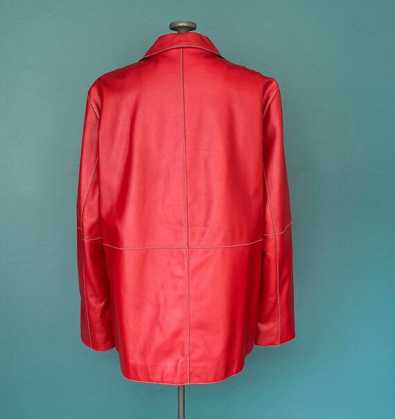 Vintage Red Leather 90s Women Jacket Red Leather Blaz… - Gem