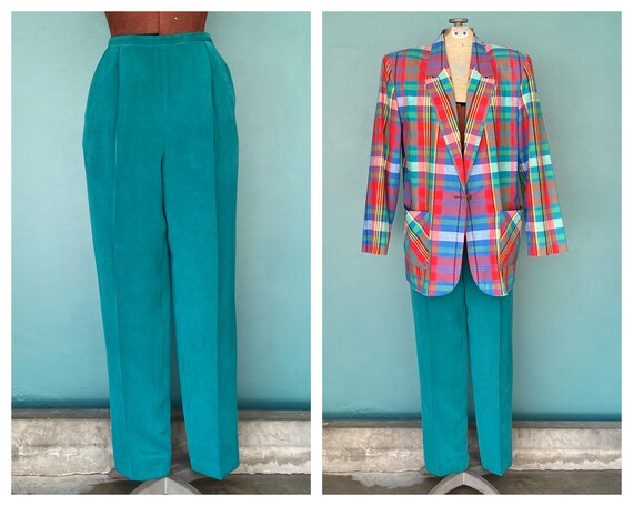 Vintage Blue Silk Womens Turquoise Pants Retro Pants … - Gem