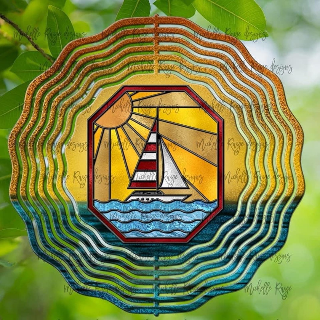 10” Aluminum Sailboat Wind Spinner / Garden Decor / Hanging Spinner ...