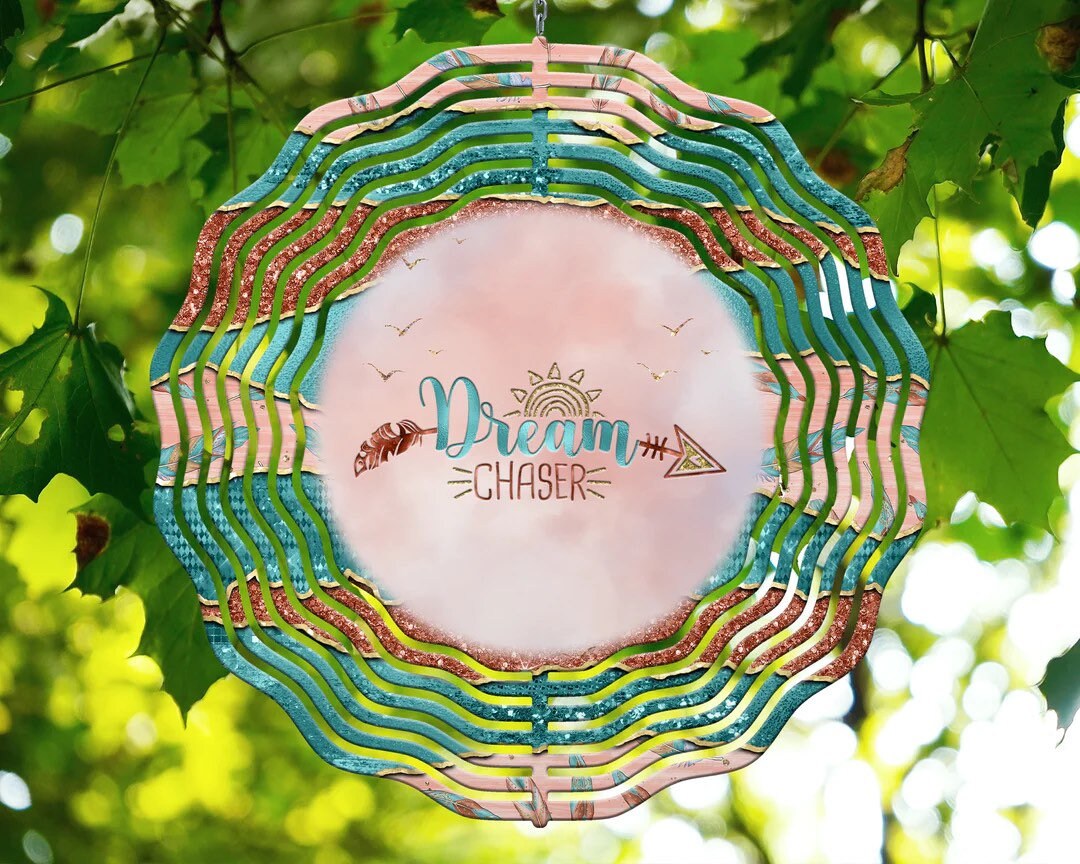 10 Aluminum Dream Chaser Boho Feather Tears Wind Spinner / Garden Decor ...