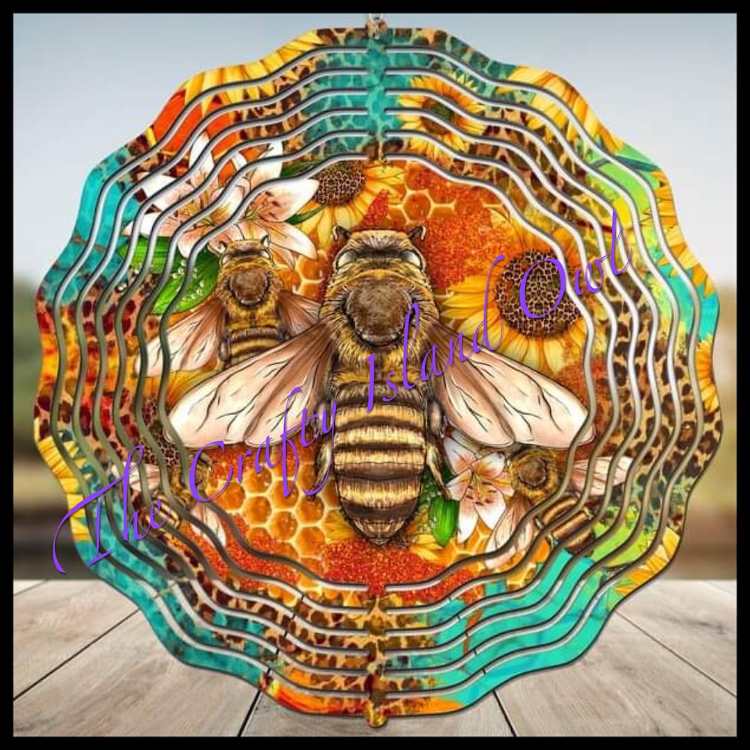 10” Aluminum Western Bee Wind Spinner / Garden Decor / Hanging Spinner ...