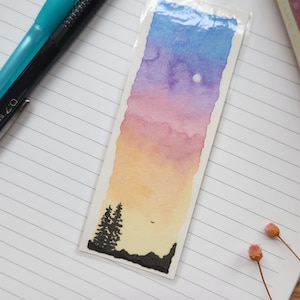 Watercolor Bookmark // Handmade Bookmark // Sunset Watercolor ...
